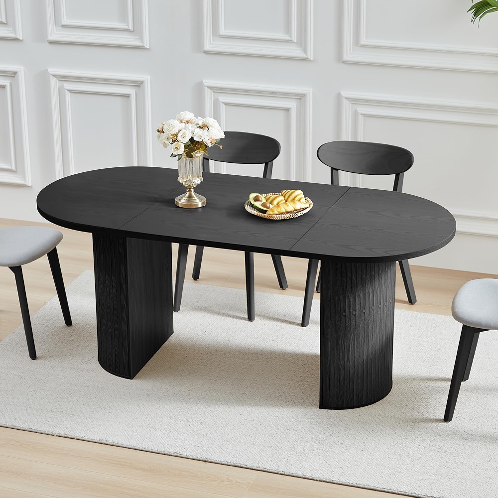 55 in-71 in Extendable Rectangular Dining Table for 4-6, Modern ...