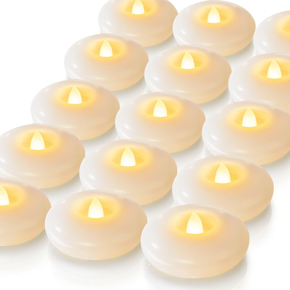Homemory 24Pack 3 inch White Flameless Floating LED Candle, Waterproof ...