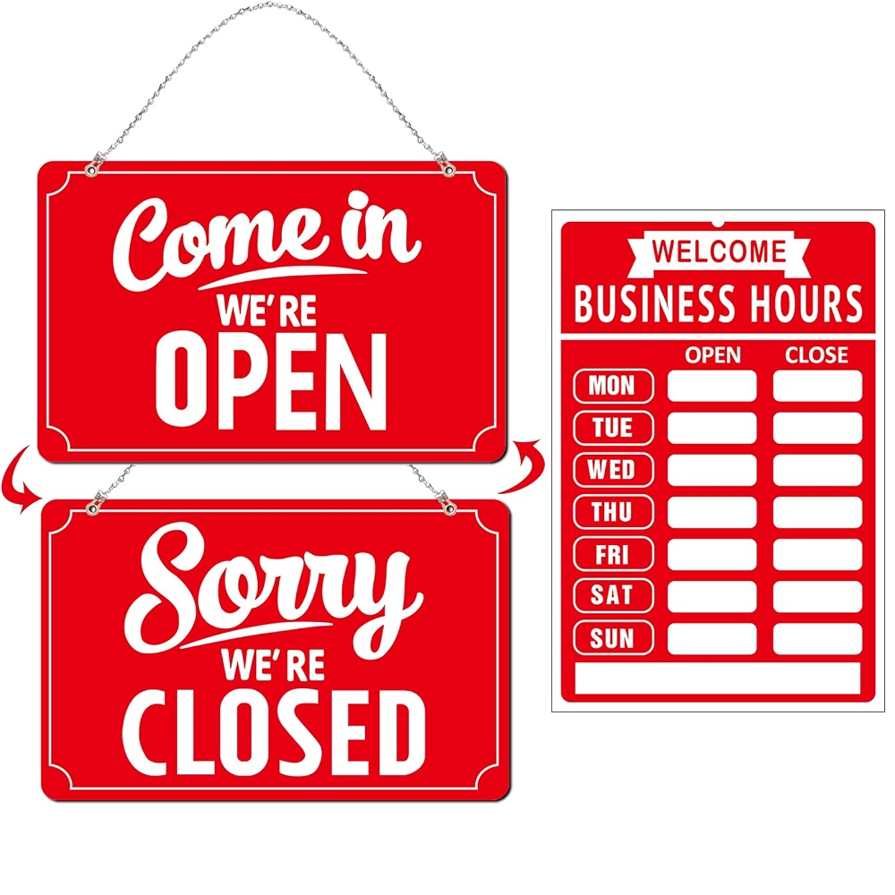 Open Closed Signs Business Hours Sign Set for Window Door Open Signs ...