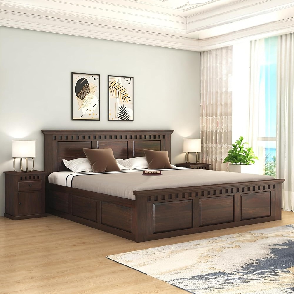 SONA ART & CRAFTS Kuber Solid Sheesham Wood King Size Bed with Storage ...