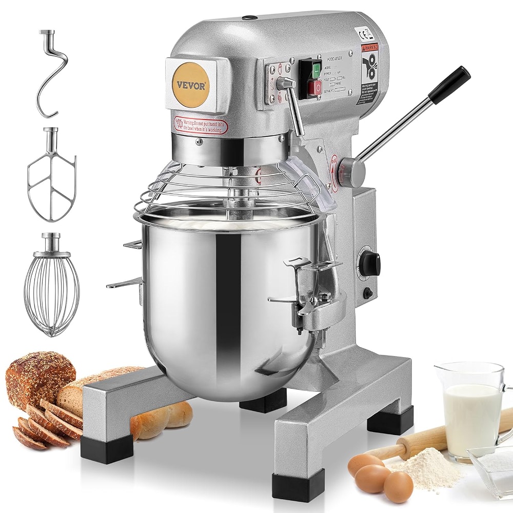 VEVOR Commercial Food Mixer 10Qt, Commercial Mixer with 3 Adjustable ...
