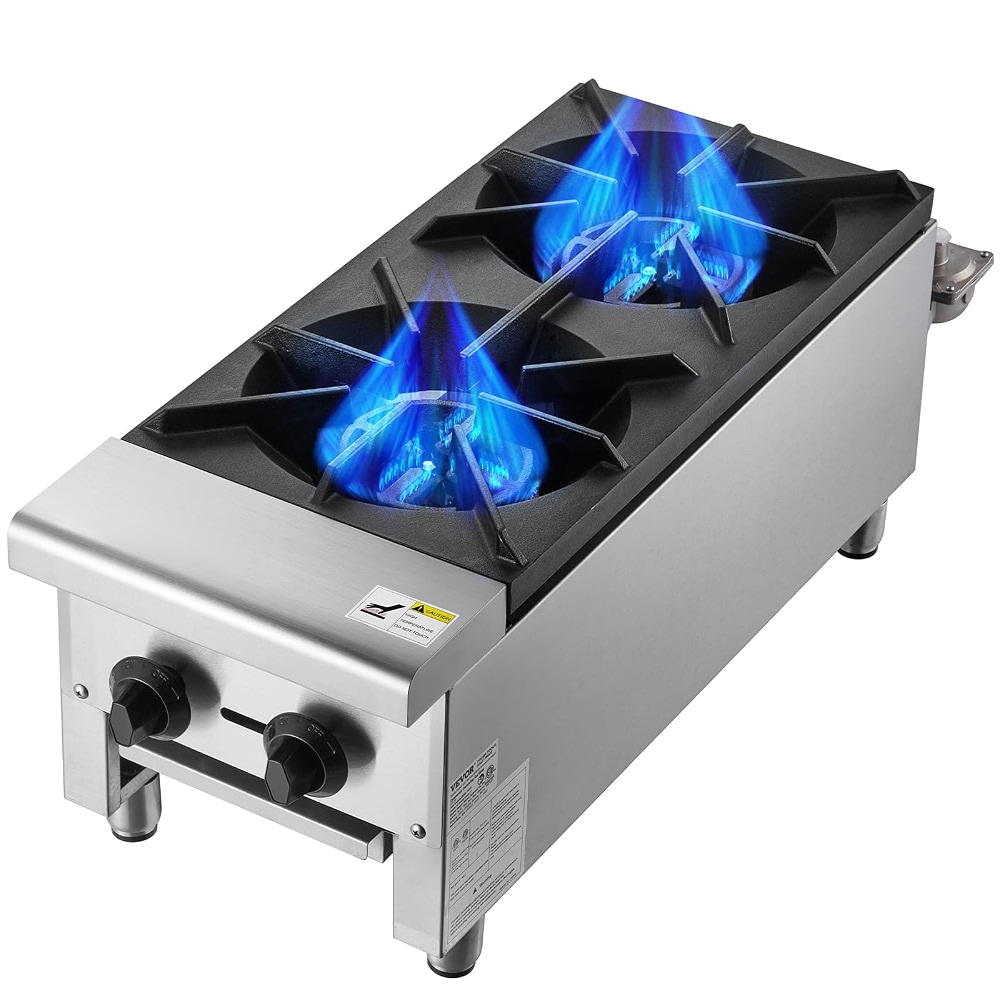 VEVOR Commercial Gas Stove with 2 Burners, Propane and Natural Gas ...